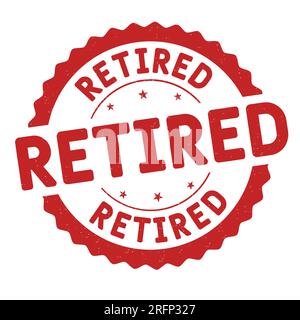 Grunge red retired word round rubber seal stamp on white background ...