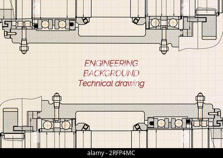 Mechanical engineering drawings on light background. Milling machine ...