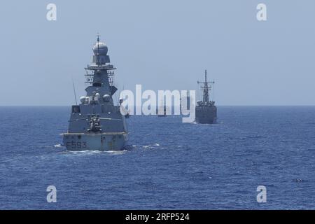 The Turkish Navy frigate TCG Gokceada (F494) in the Grand Harbour of ...