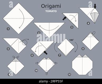 Origami tutorial for kids. Origami cute tomato Stock Vector Image & Art ...