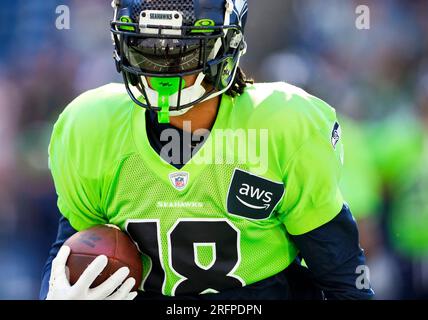 Seattle Seahawks cornerback Lance Boykin (18) jogs on the field during ...