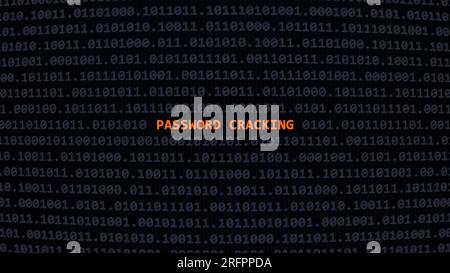 Cyber attack. Vulnerability text in binary system ascii art style, code ...