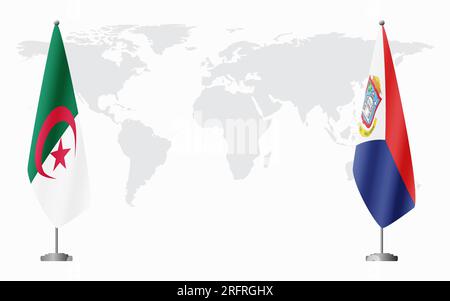 Algeria and Saint Martin flags for official meeting against background ...