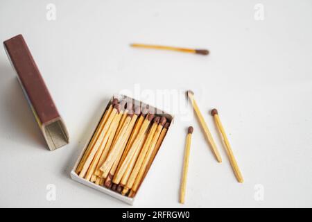 Half opened blank matchbox with matches inside isolated on white Stock ...