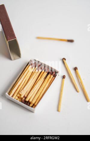 Half opened blank matchbox with matches inside isolated on white Stock ...