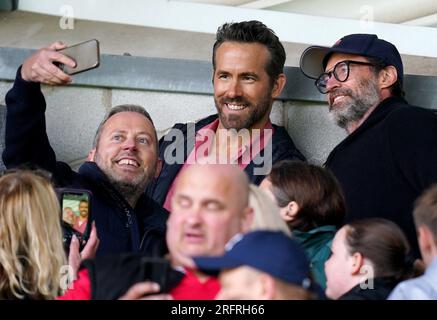A Wrexham fan before the Sky Bet Championship match at SToK Racecourse ...