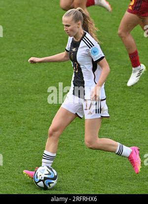 Paulina Bartz (17) of Germany pictured fighting for the ball with Laura Spinn (17) of Austria ...