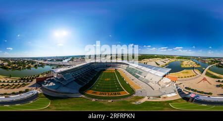 360° view of Waco, TX, USA - July 24, 2023: Aerial equirectangular 360 ...