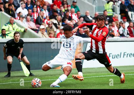 Aaron Hickey of Brentford during the Pre-season friendly match Queens ...