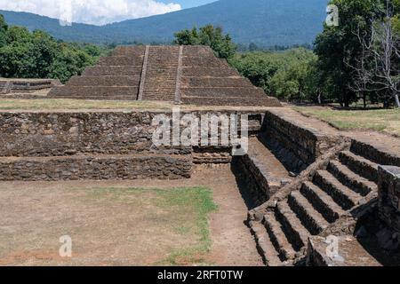 The ancient ball court and seven layer pyramid in the archaeological ...