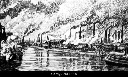 Illustration of factories adjacent to the Leeds and Liverpool Canal in ...