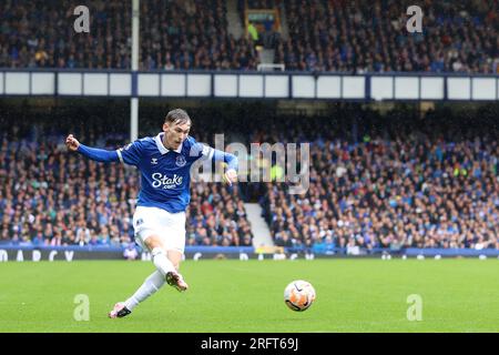 James Garner of Everton crosses the ball during the Premier League ...