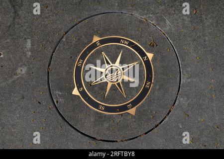 compass rose in the pavement sidewalk at junction of state street and ...