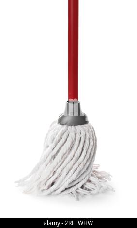One string mop isolated on white. Cleaning tool Stock Photo - Alamy