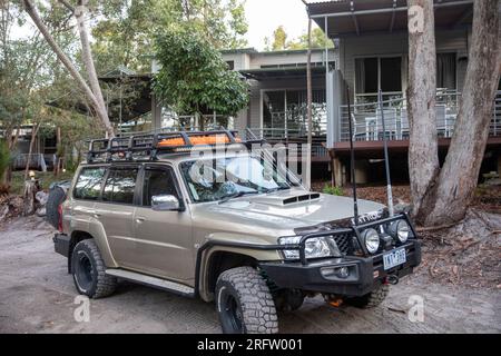 Nissan Patrol 4WD automobile with matrix and bull bar fitted parked on ...