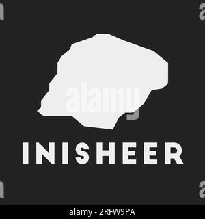 Inisheer map. Map of the island with beautiful geometric waves in red ...