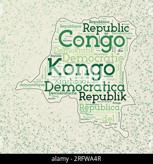 Vector map of DR Congo with names of cities and with borders city Stock ...