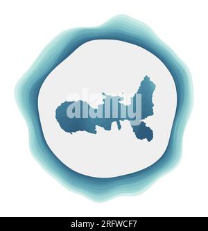 Elba round stamp. Round logo with island map and title. Stylish minimal ...