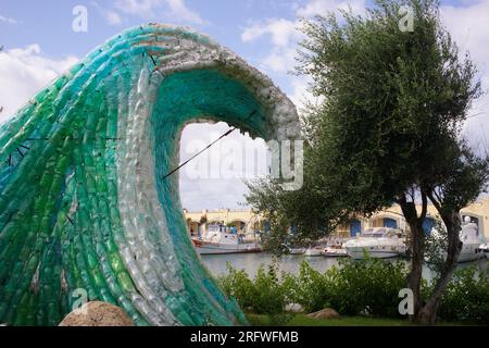 Acciaroli, Pollica, Cilento, Italy - monument to recycling made with ...