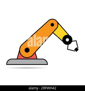 Mechanical robot arm machine shadow icon, technology hydraulic robotic hand, vector illustration ...