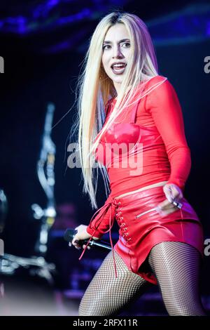 Ava Max performs in concert during Q102's iHeartRadio Jingle Ball at ...