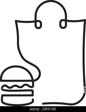 Fast food one line, Fast food pochette. Simple one line vector icon ...
