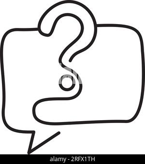 Question mark icon one line drawing outline vector illustration Stock ...