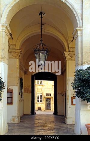 Lecce, Italy. The courtyard of the XVI century Palazzo dei Celestini ...