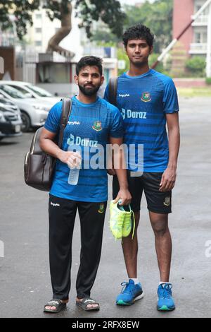 Bangladeshi cricketers Shamim Hossain Patoary and Hasan Mahmud after ...