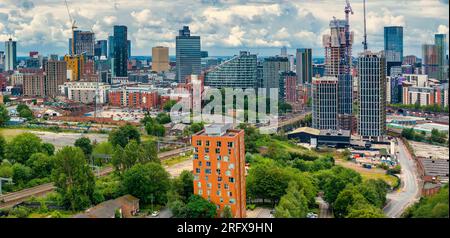 Manchester Cityscape as seen from Victoria Riverside Stock Photo - Alamy