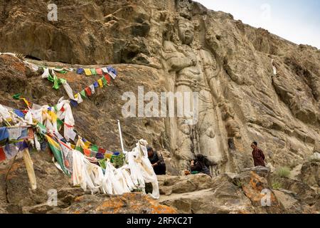 India, Ladakh, Suru Valley, Sankoo, Kartse Khar, pilgrims at Chamba ...
