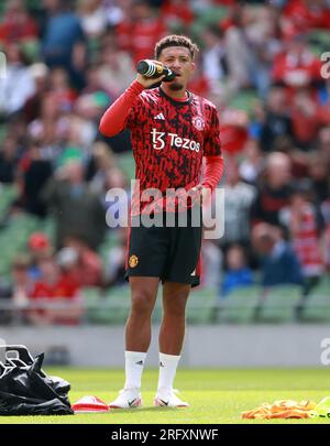 Manchester United's Jadon Sancho warming up prior to kick-off before ...