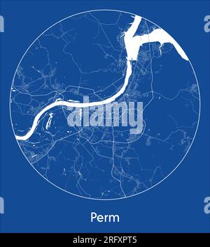 Perm Russia Europe City map blue print vector illustration Stock Vector ...