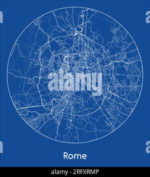 Vector poster map city Rome detailed plan of the city, rivers and ...