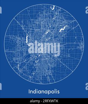 Urban vector city map of Indianapolis,Indiana, United States of America ...