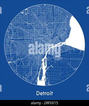 Urban vector city map of Detroit, Michigan, United States of America ...