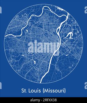 Blue St. Louis map, Missouri, United States, detailed municipality map ...