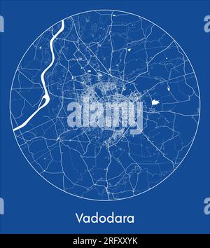 City Map Vadodara India Asia vector illustration black white Stock ...