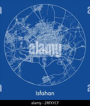 Urban city map of Isfahan. Vector illustration, Isfahan map grayscale ...