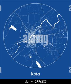 Kota India Asia City map blue print vector illustration Stock Vector ...