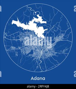 Vector map of Adana, Turkey. Urban city road map poster illustration ...