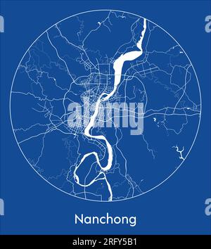 City Map Nanchong China Asia vector illustration black white Stock ...