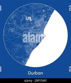 City Map Durban South Africa Africa vector illustration black white ...