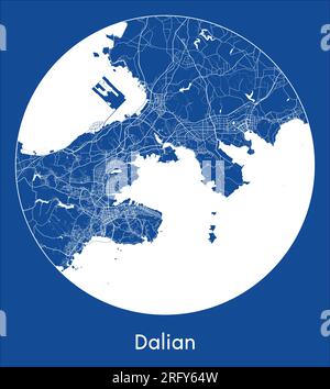 Vector map of Dalian, China. Urban city road map poster illustration ...