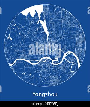 Yangzhou China Asia City map blue print vector illustration Stock ...