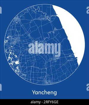 Yancheng China Asia City map blue print vector illustration Stock ...