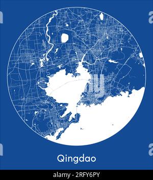 City Map Qingdao China Asia vector illustration Stock Vector Image ...