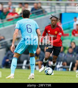 Dublin, Ireland, August 6, 2023, Noam Emeran of Manchester United during the pre-season friendly ...
