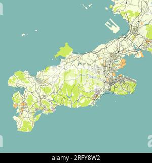 Vector map of Dalian, China. Urban city road map poster illustration ...