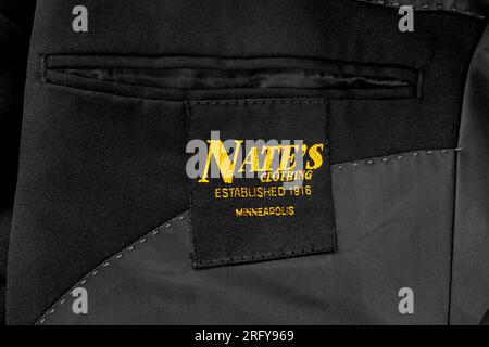 Nate’s Clothing label sewn inside a tailored black wool suit coat. Nate ...